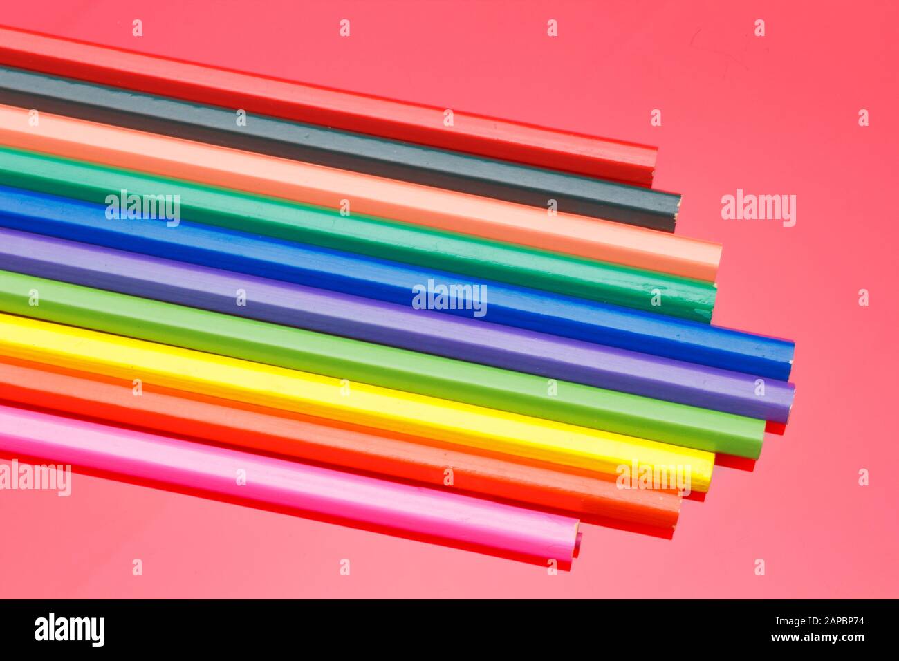 Colored pencils with a sharp point ready to draw and paint drawings ...