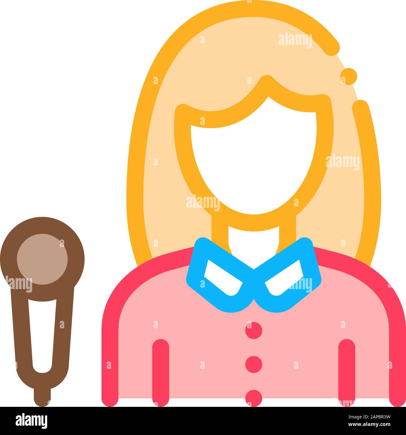 Reporter Woman Icon Vector Outline Illustration Stock Vector Image ...