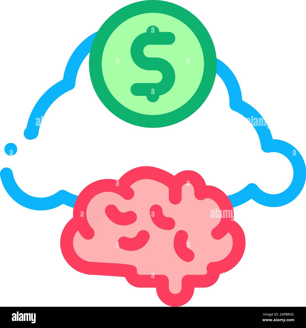 Brain Cloud Money Icon Vector Outline Illustration Stock Vector Image ...