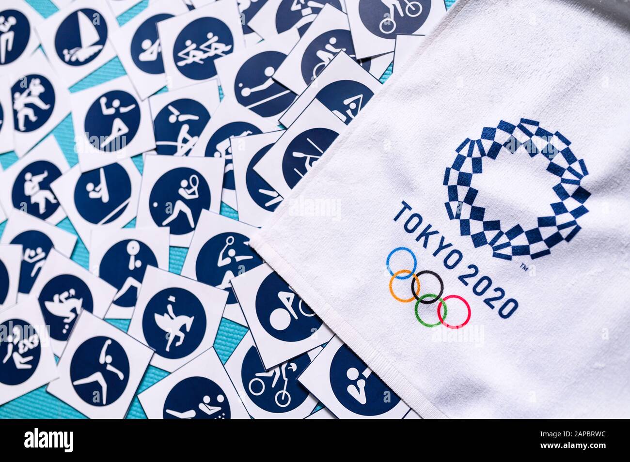 TOKYO, JAPAN, JANUARY. 20. 2020: Sport symbols of summer olympic game ...
