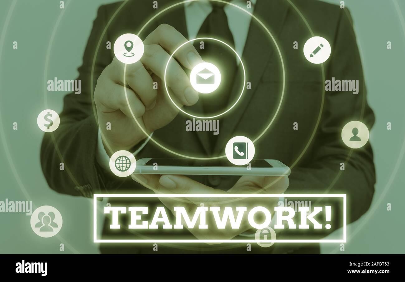 Writing note showing Teamwork. Business concept for combined action of ...