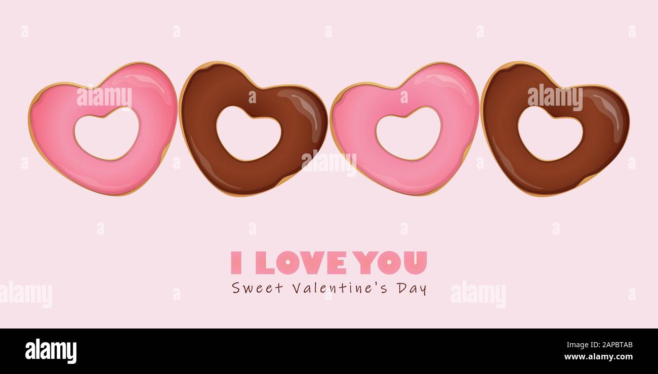 happy valentine s day heart shaped donuts vector illustration EPS10 ...