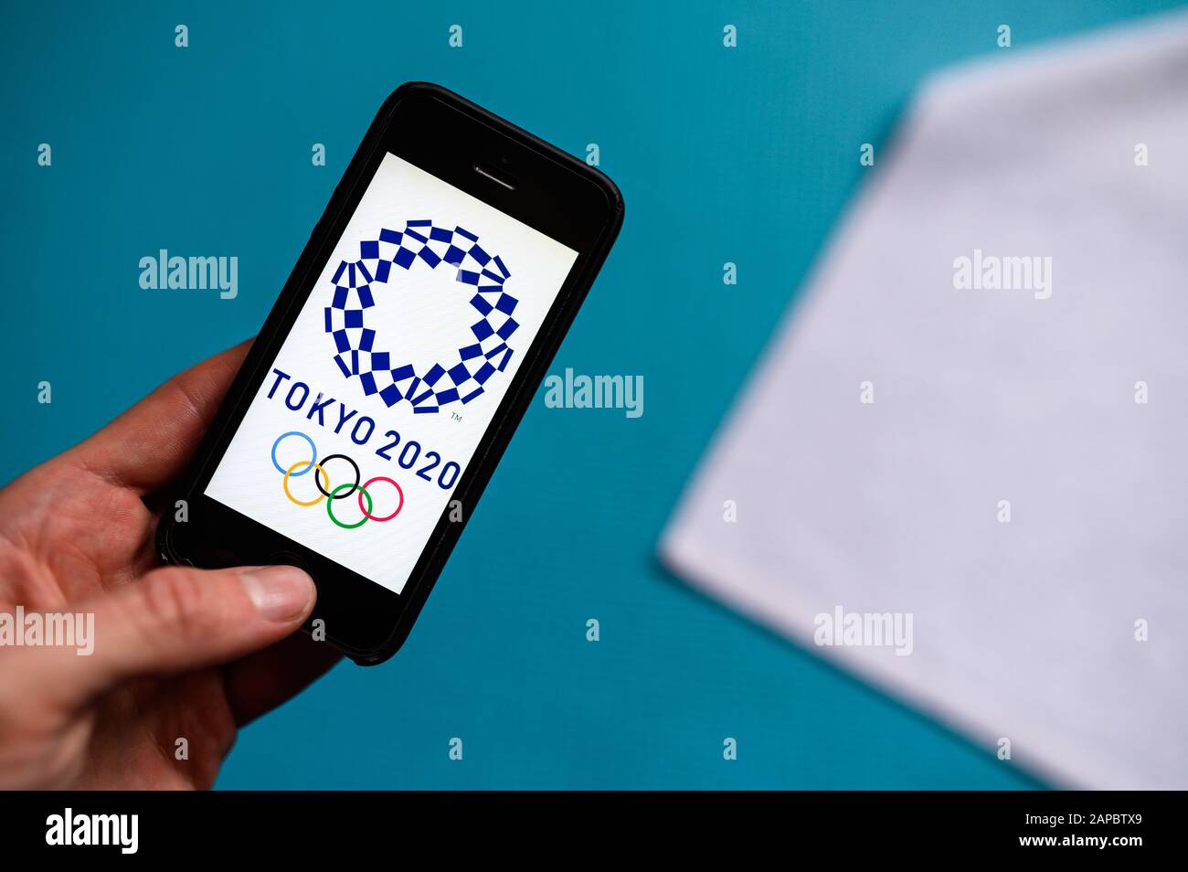 TOKYO, JAPAN, JANUARY. 20. 2020: Logo of the XXXII Summer Olympics ...