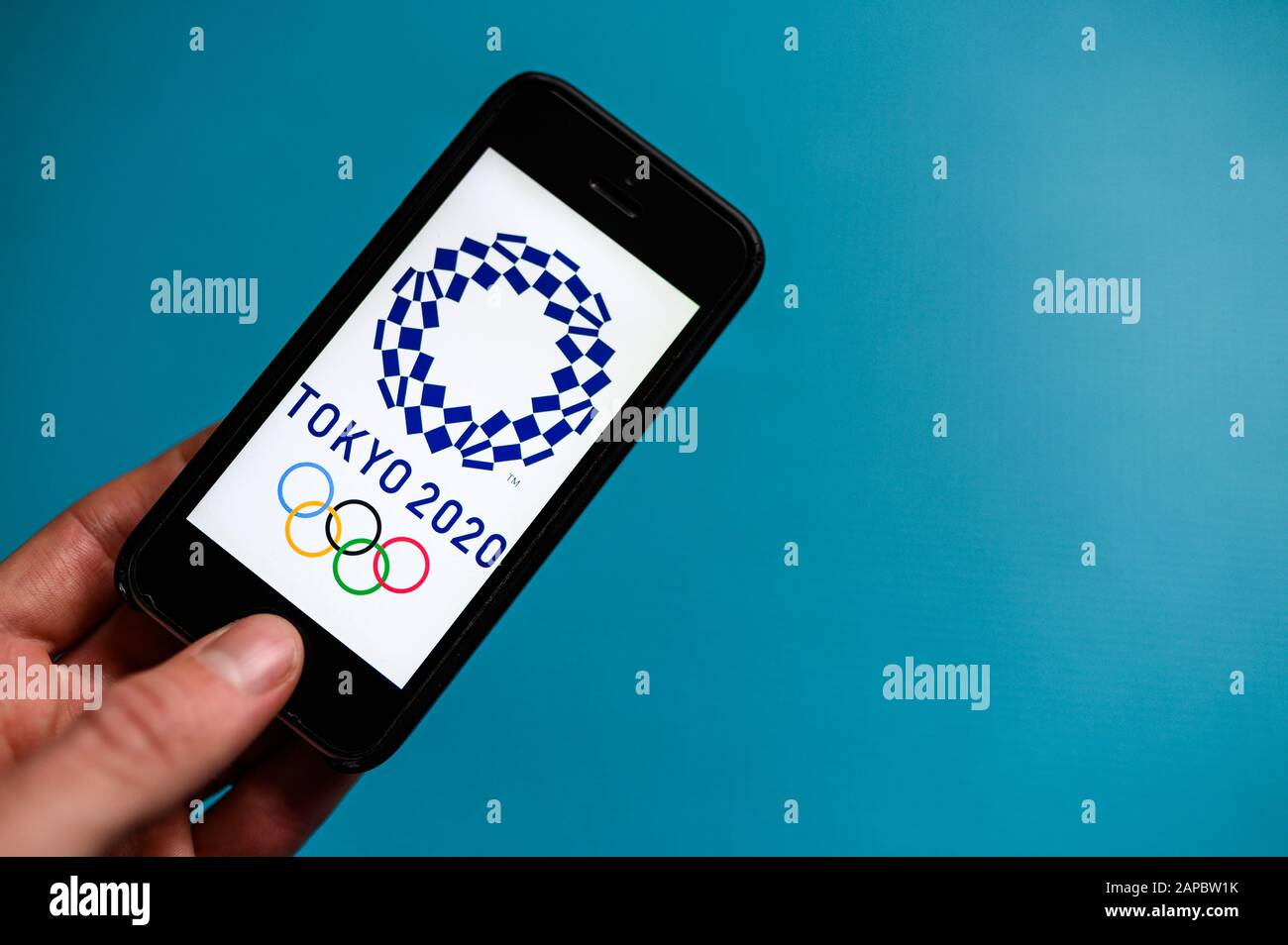TOKYO, JAPAN, JANUARY. 20. 2020: Logo of the XXXII Summer Olympics ...