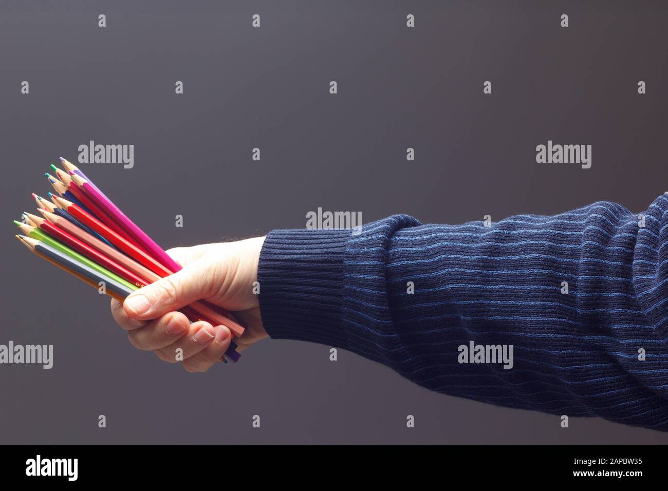 colors with the sharp point, group of colors united in the hand of an ...