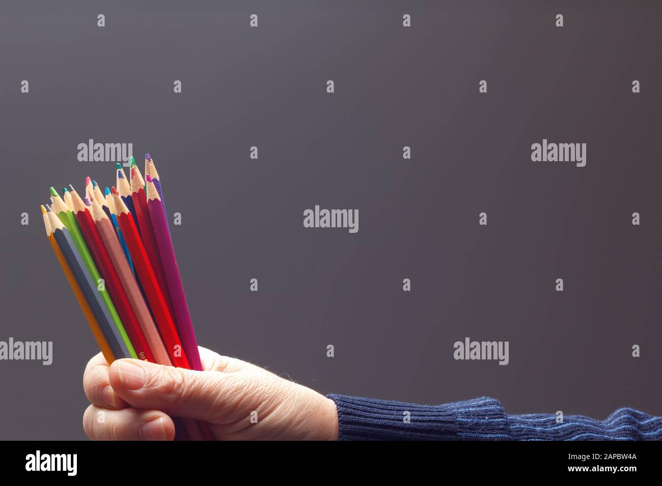 colors with the sharp point, group of colors united in the hand of an ...