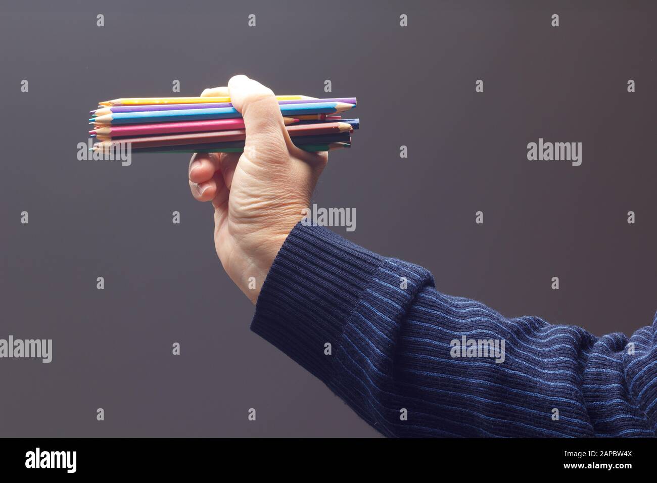 colors with the sharp point, group of colors united in the hand of an ...