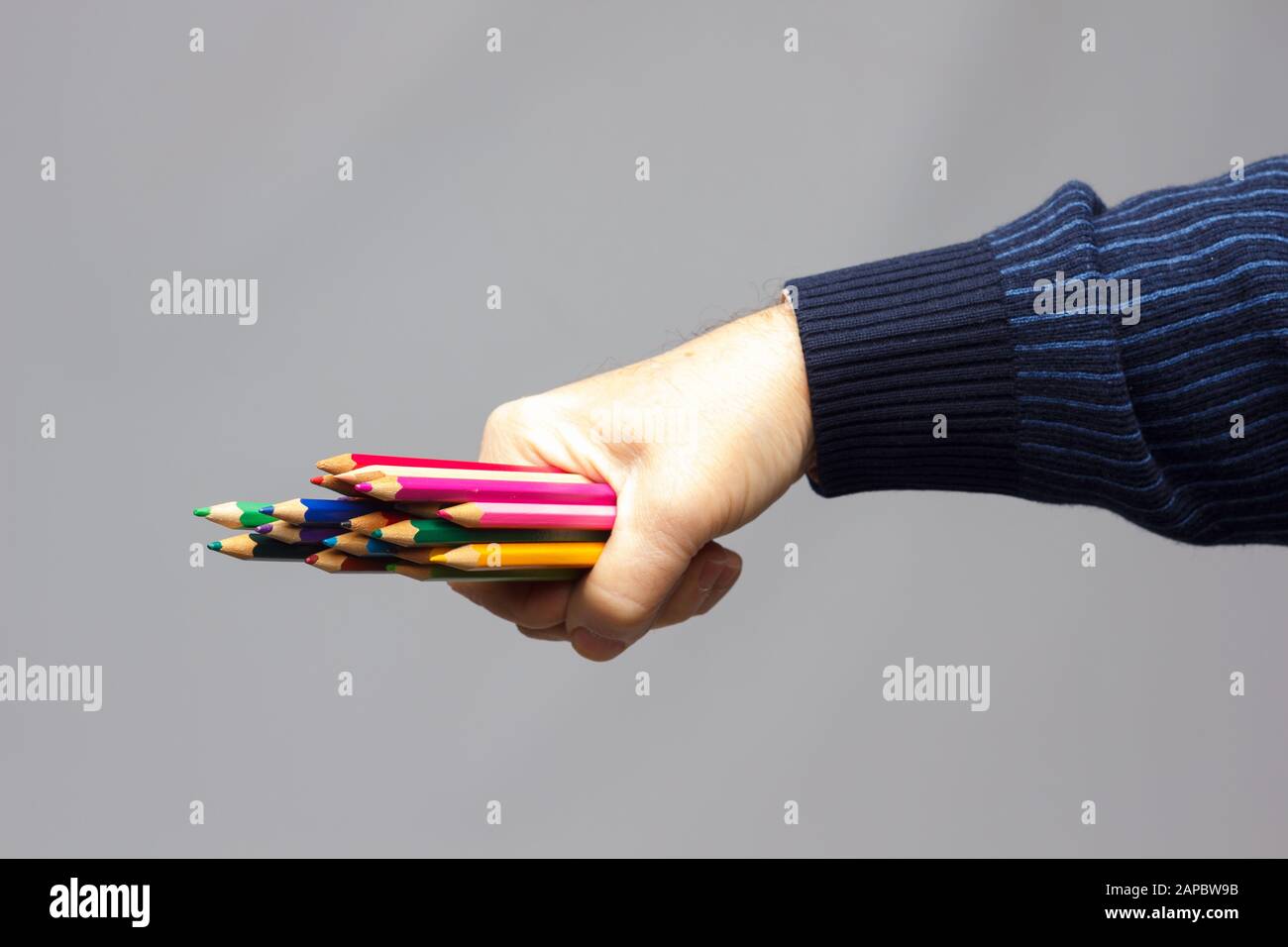 colors with the sharp point, group of colors united in the hand of an ...