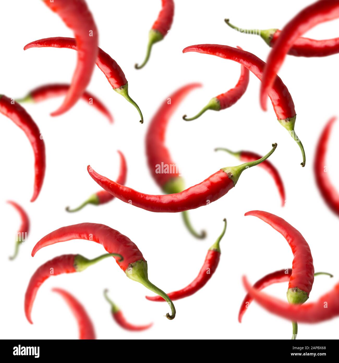 Flying chilipepper isolated on white background, pattern Stock Photo ...