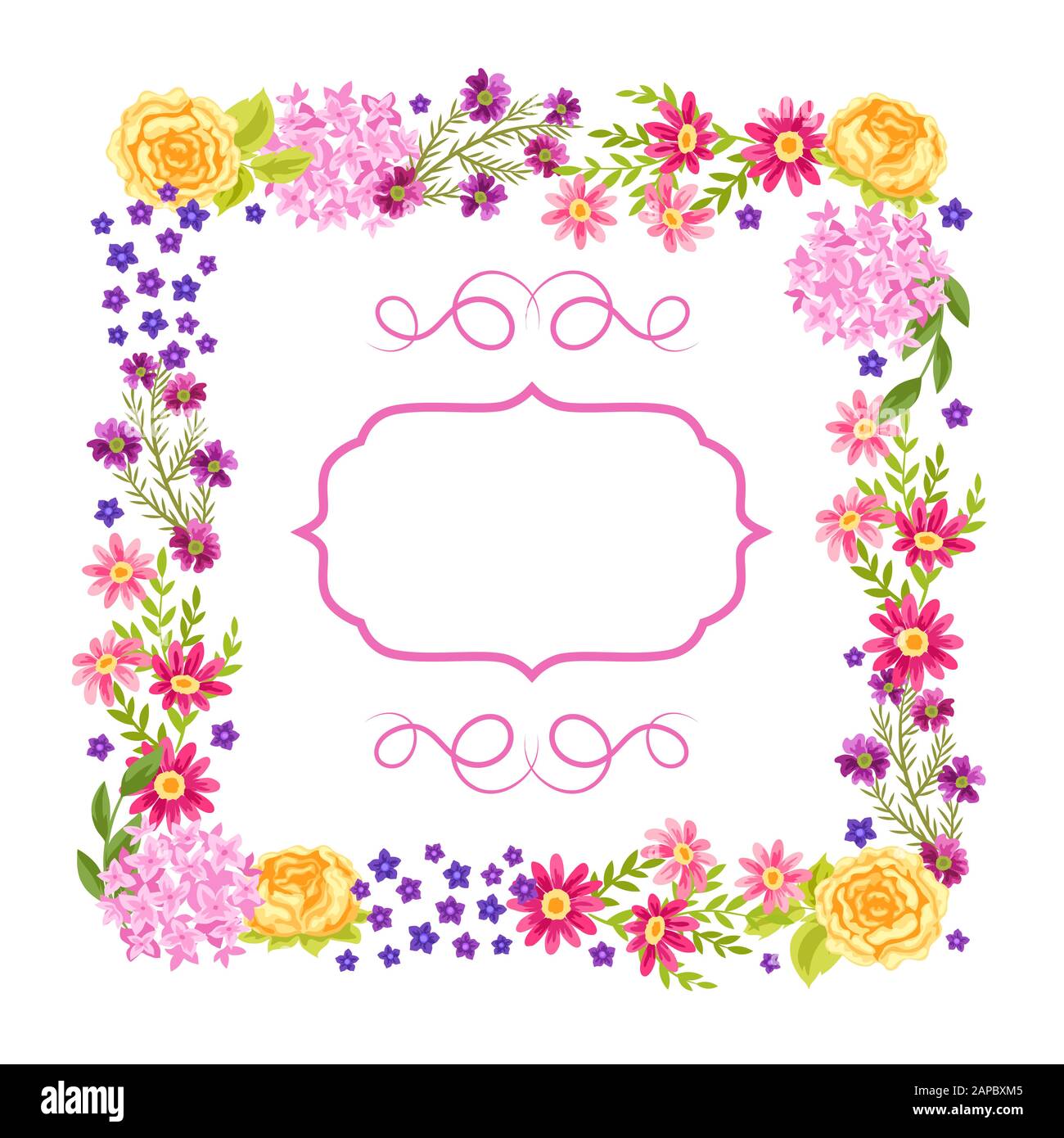 Frame with pretty flowers Stock Vector Image & Art - Alamy