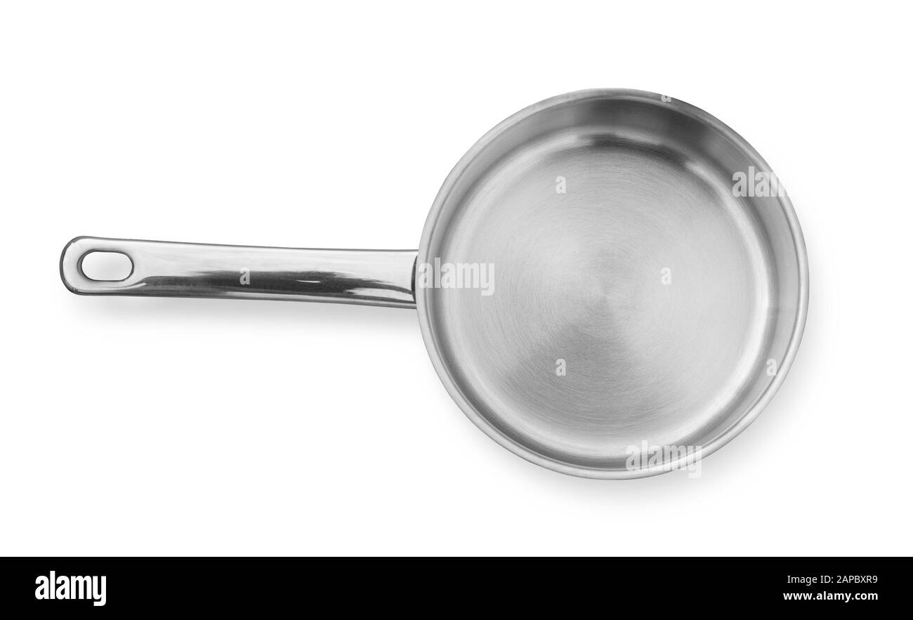 Steel pot top view isolated on white with clipping path Stock Photo - Alamy