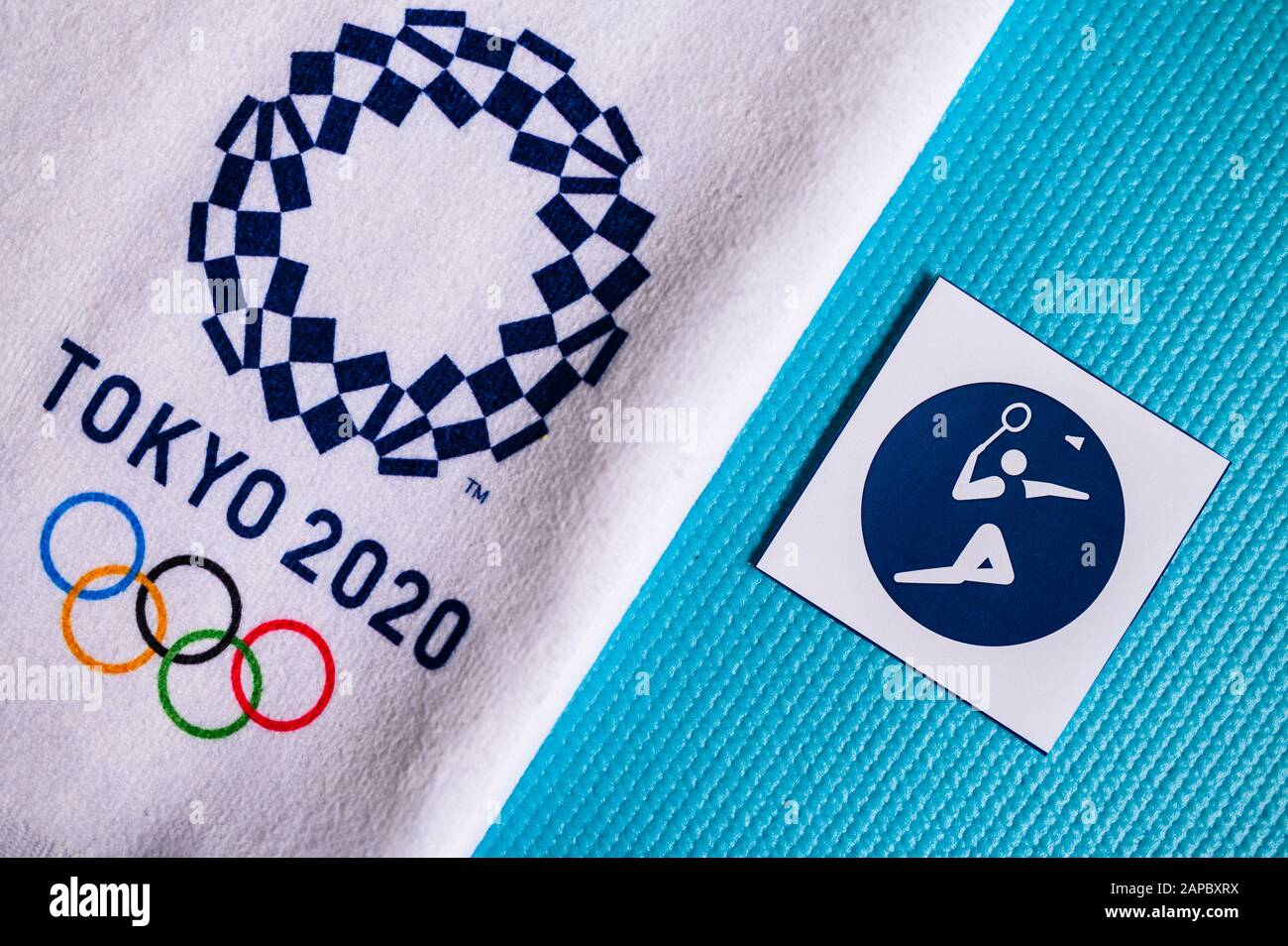 TOKYO, JAPAN, JANUARY. 20. 2020: Badminton pictogram for summer olympic ...