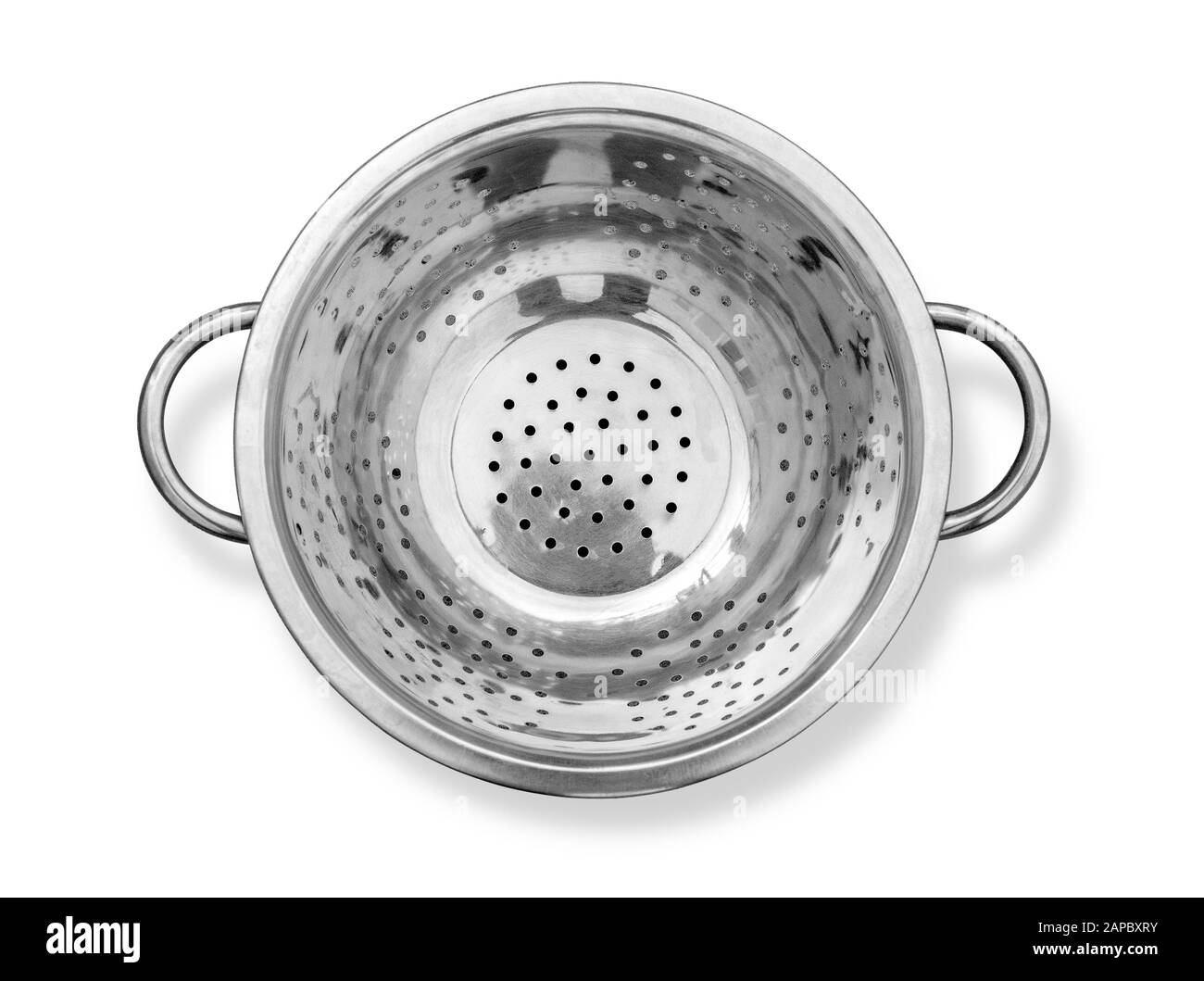 Steel colander isolated on white background with clipping path Stock ...