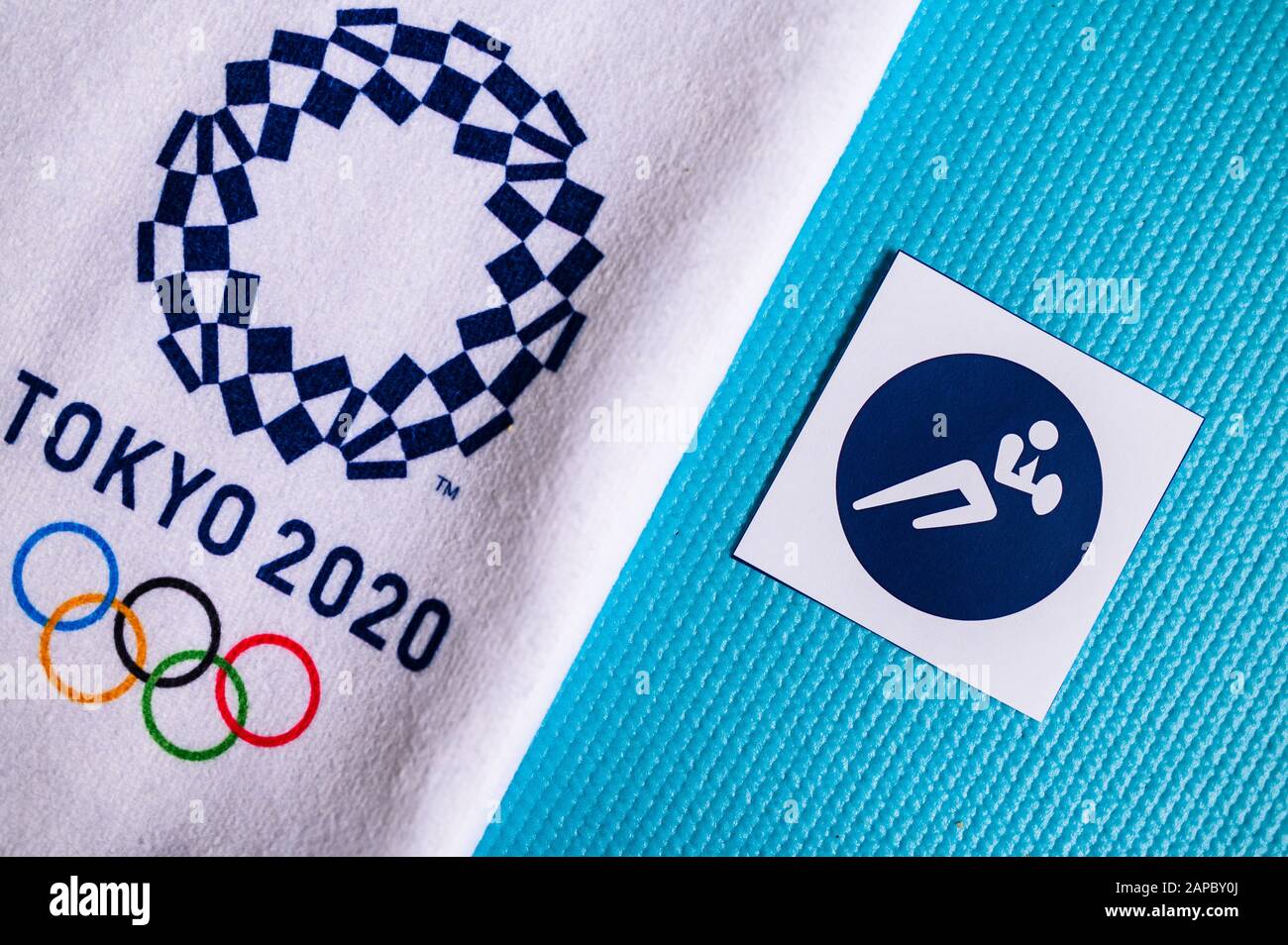 TOKYO, JAPAN, JANUARY. 20. 2020: Rugby pictogram for summer olympic ...