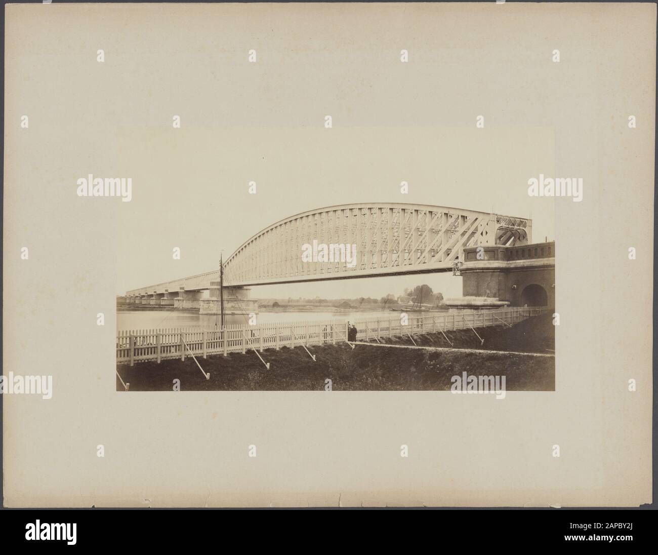 Arch bridge, seen from the bank Annotation: Location unknown Date: 1865 ...