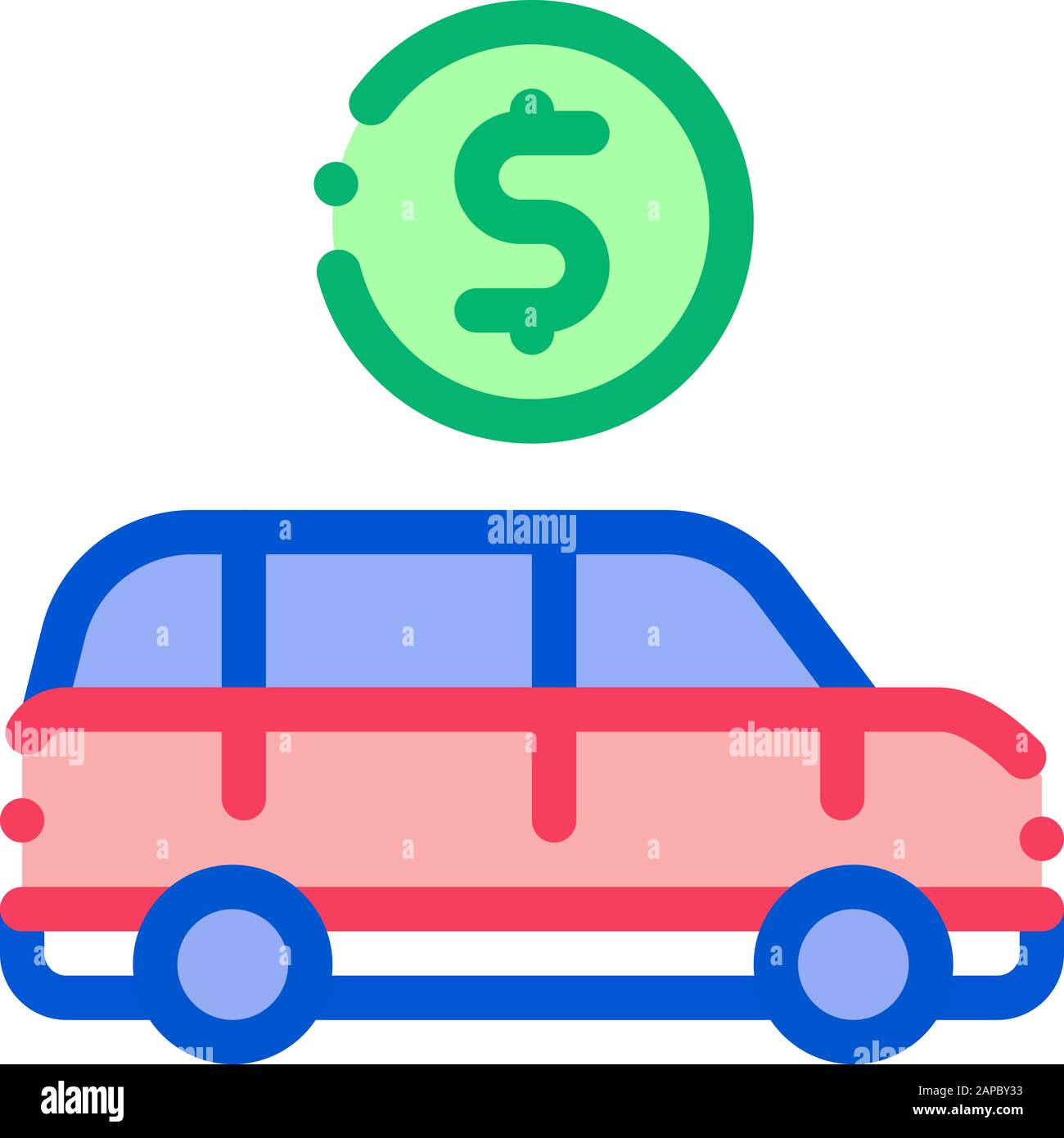 Car Dollar Coin Icon Vector Outline Illustration Stock Vector Image ...