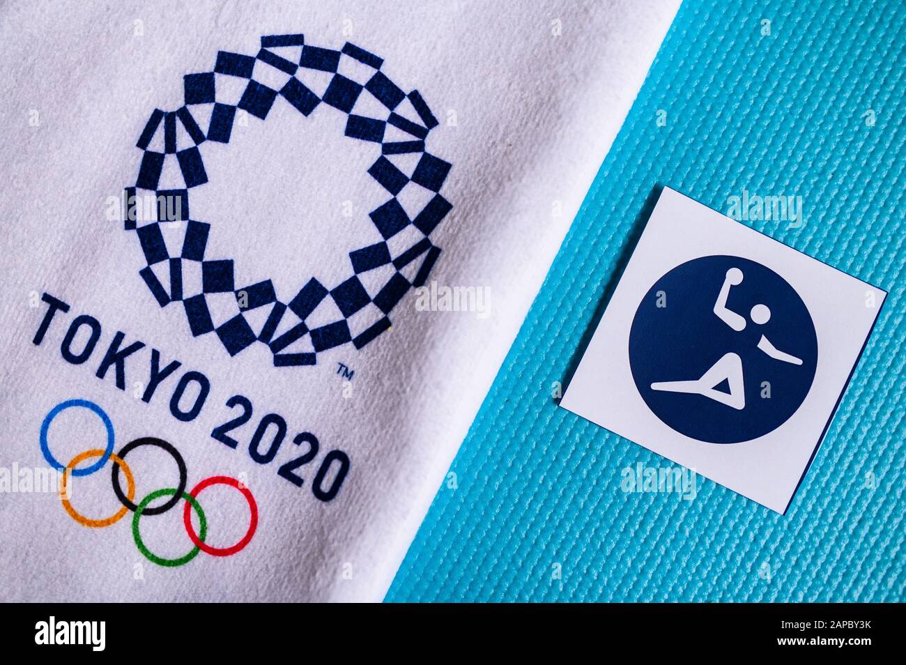 TOKYO, JAPAN, JANUARY. 20. 2020: Handball, pictogram for summer olympic ...