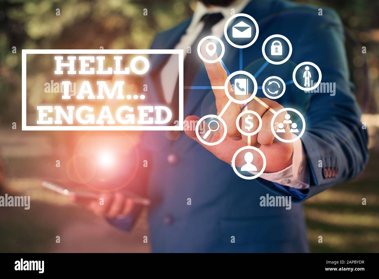 Word writing text Hello I Am... Engaged. Business photo showcasing He ...