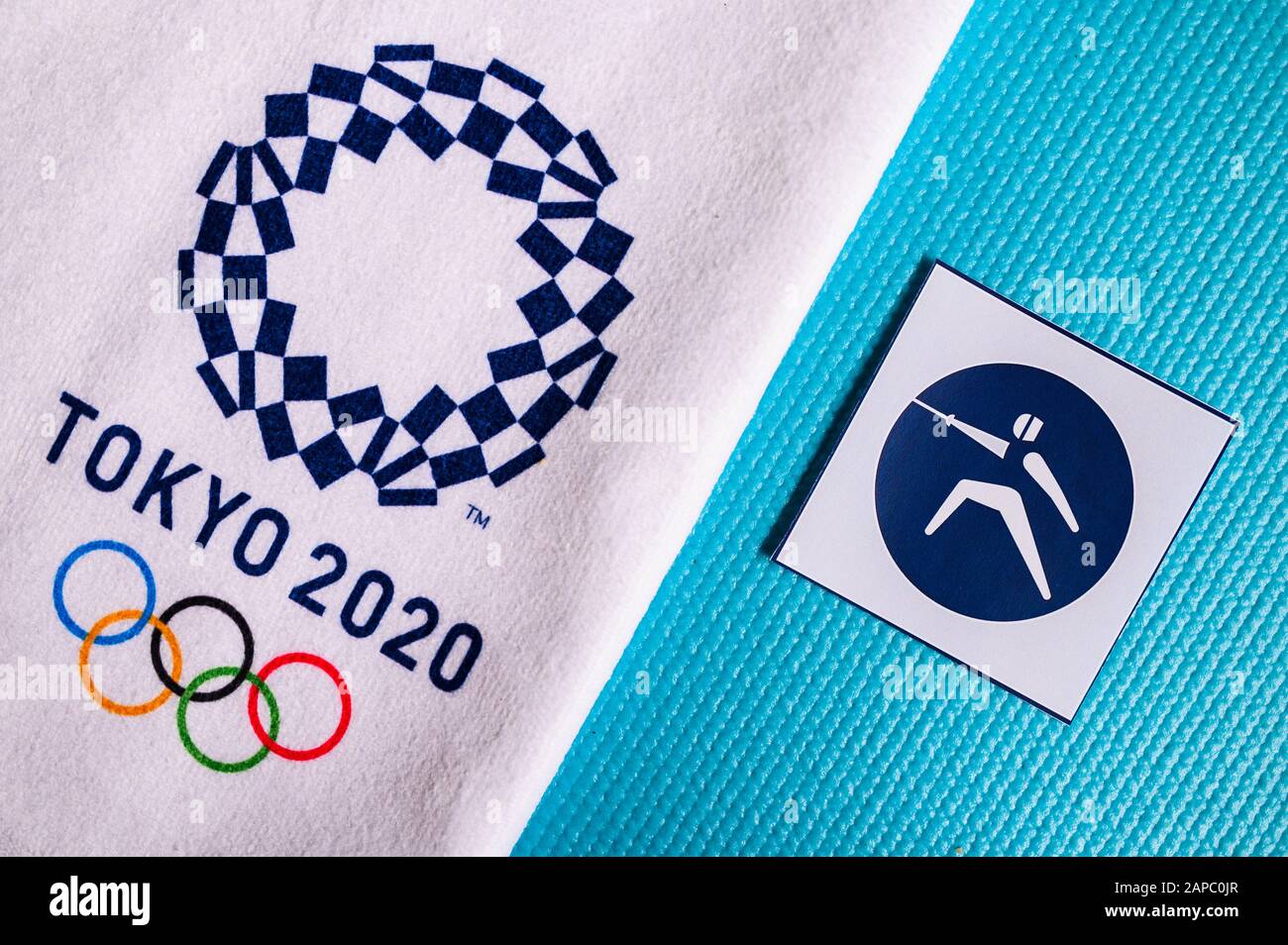 TOKYO, JAPAN, JANUARY. 20. 2020: Fencing pictogram for summer olympic ...
