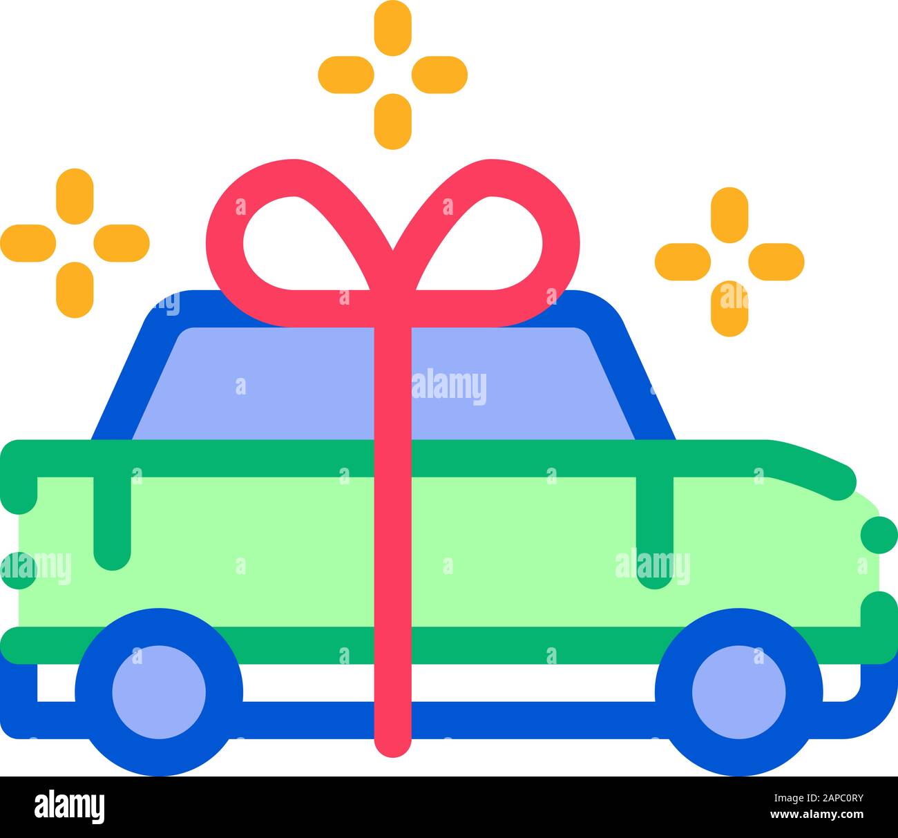 Car Present Gift Icon Vector Outline Illustration Stock Vector Image ...