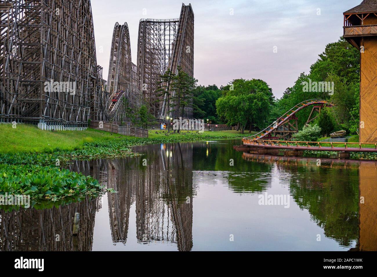 The famous wooden roller coaster the El Toro at Six Flags Great ...