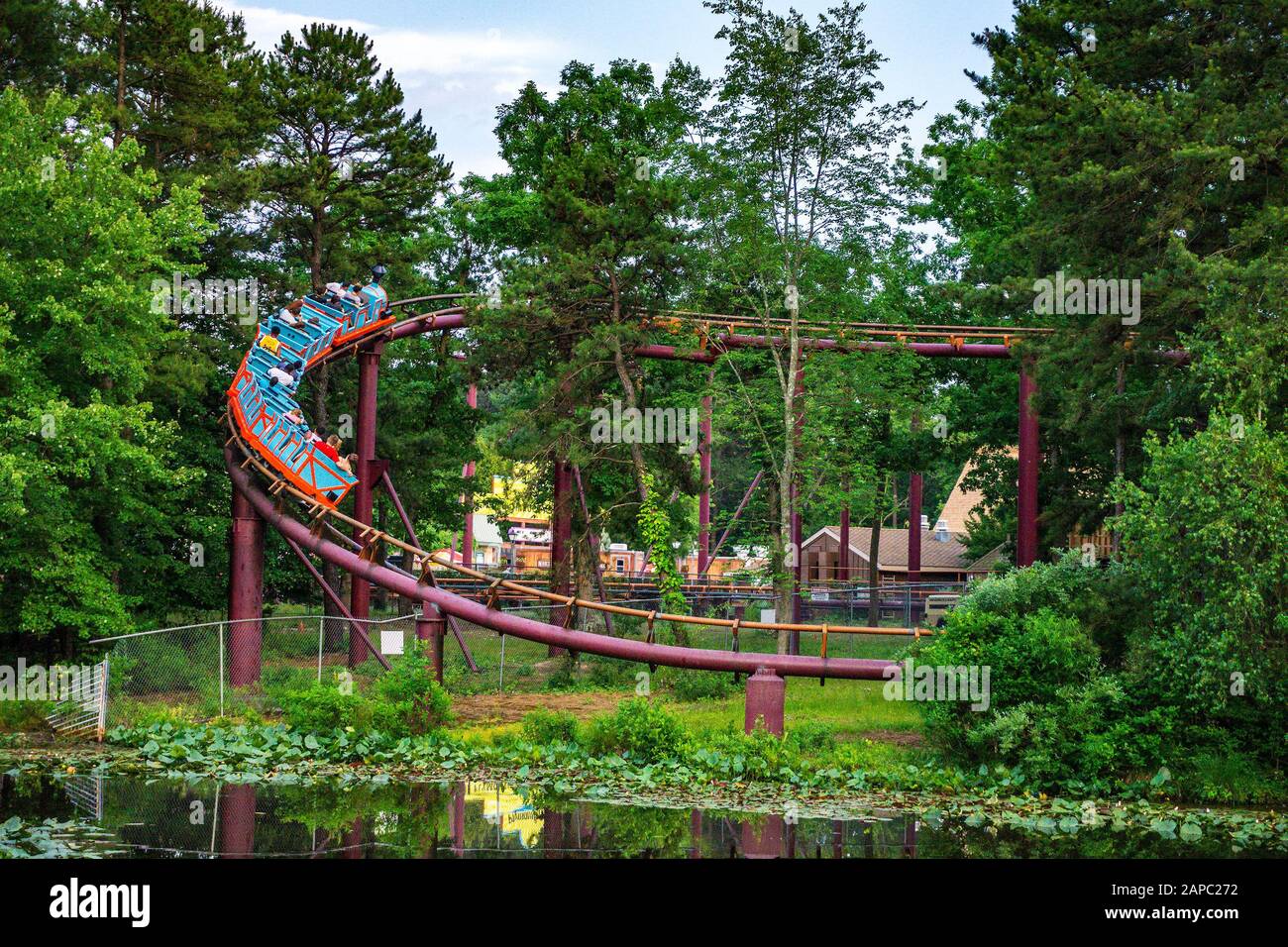 Guests having fun at Six Flags Great Adventure a famous amusement park ...