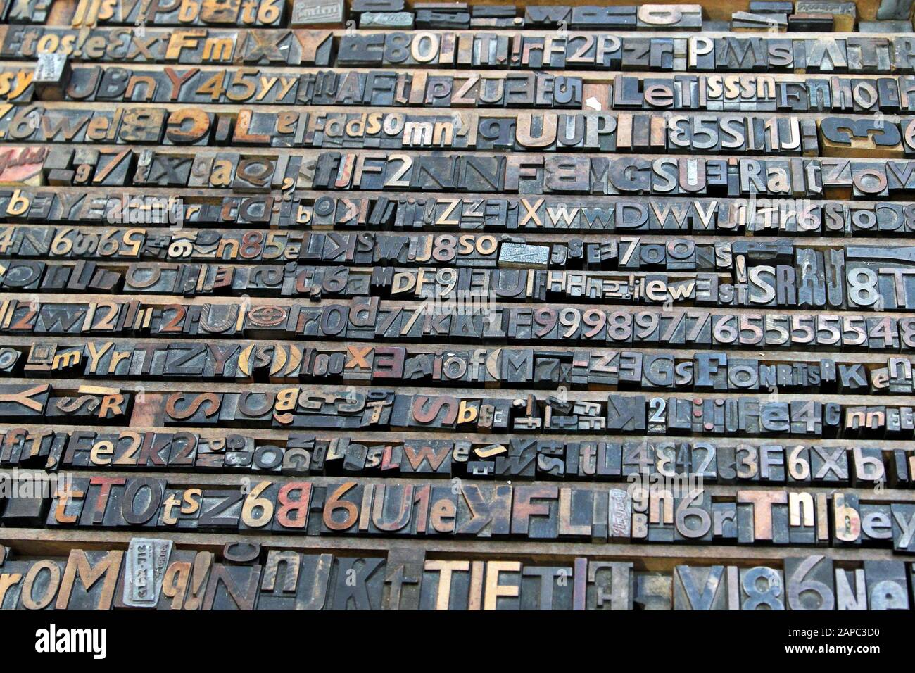 Big collection of old retro lithograph letters Stock Photo - Alamy