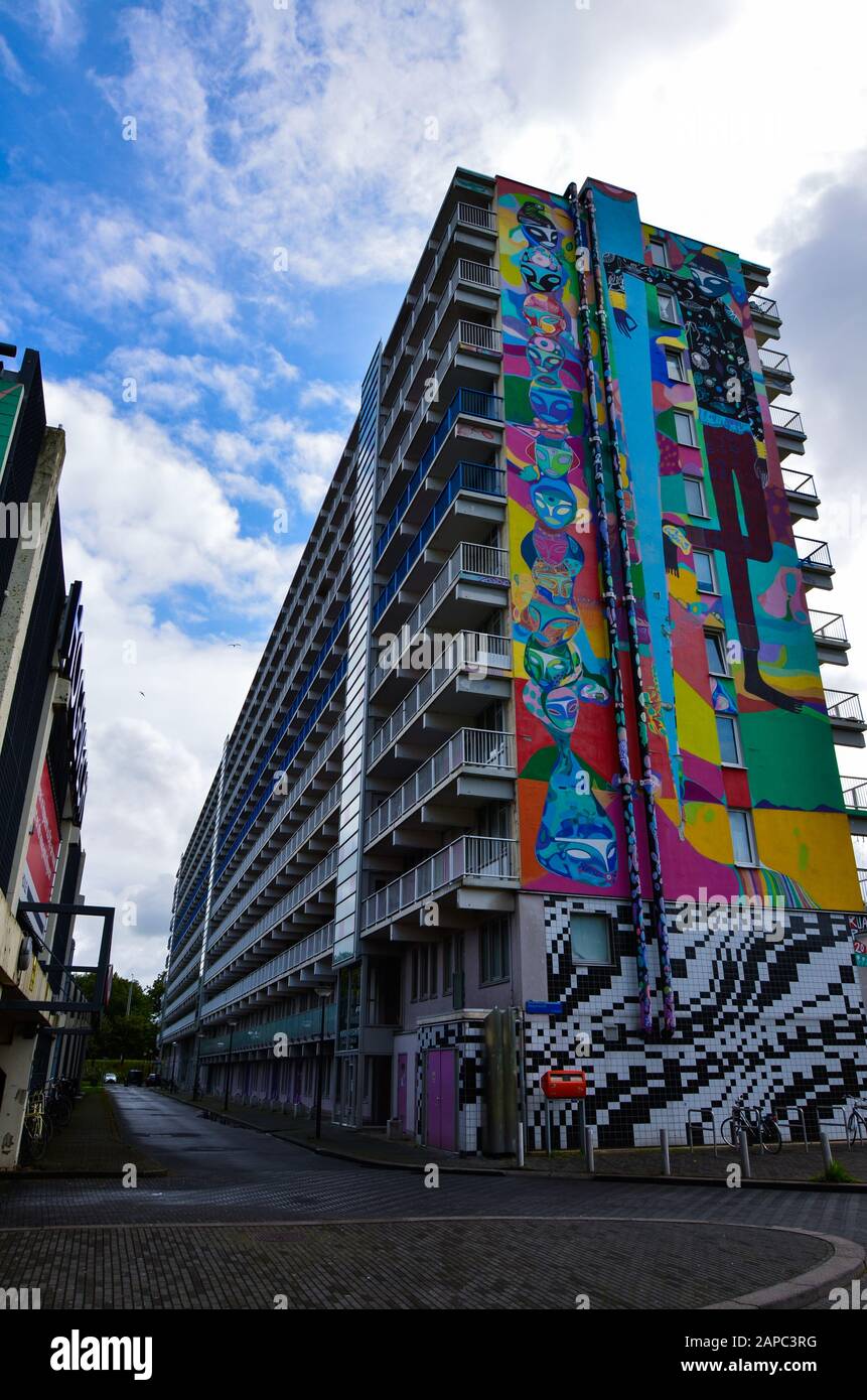 Amsterdam, Holland, August 2019. The Bijlmer district is considered the ...