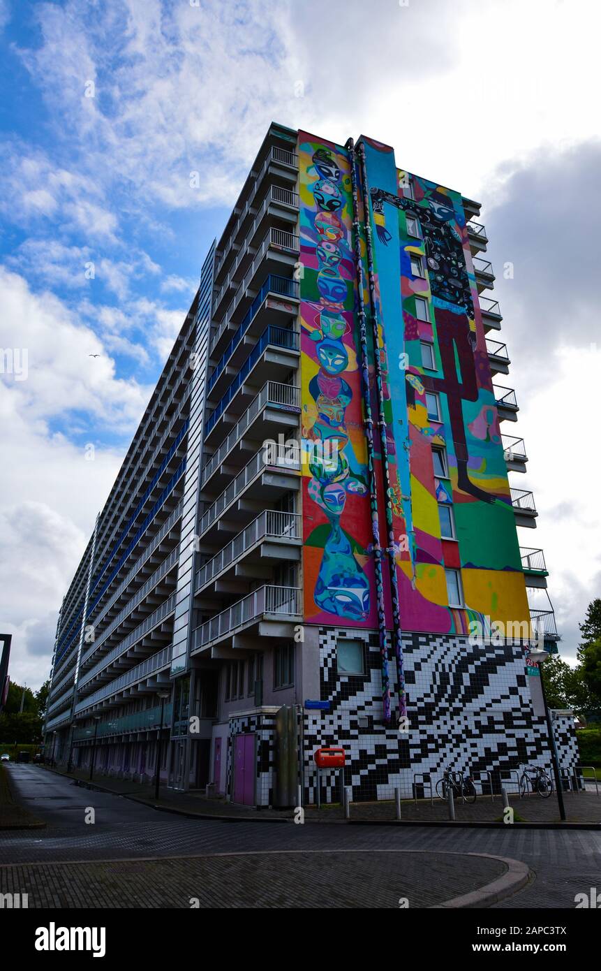Amsterdam, Holland, August 2019. The Bijlmer district is considered the ...