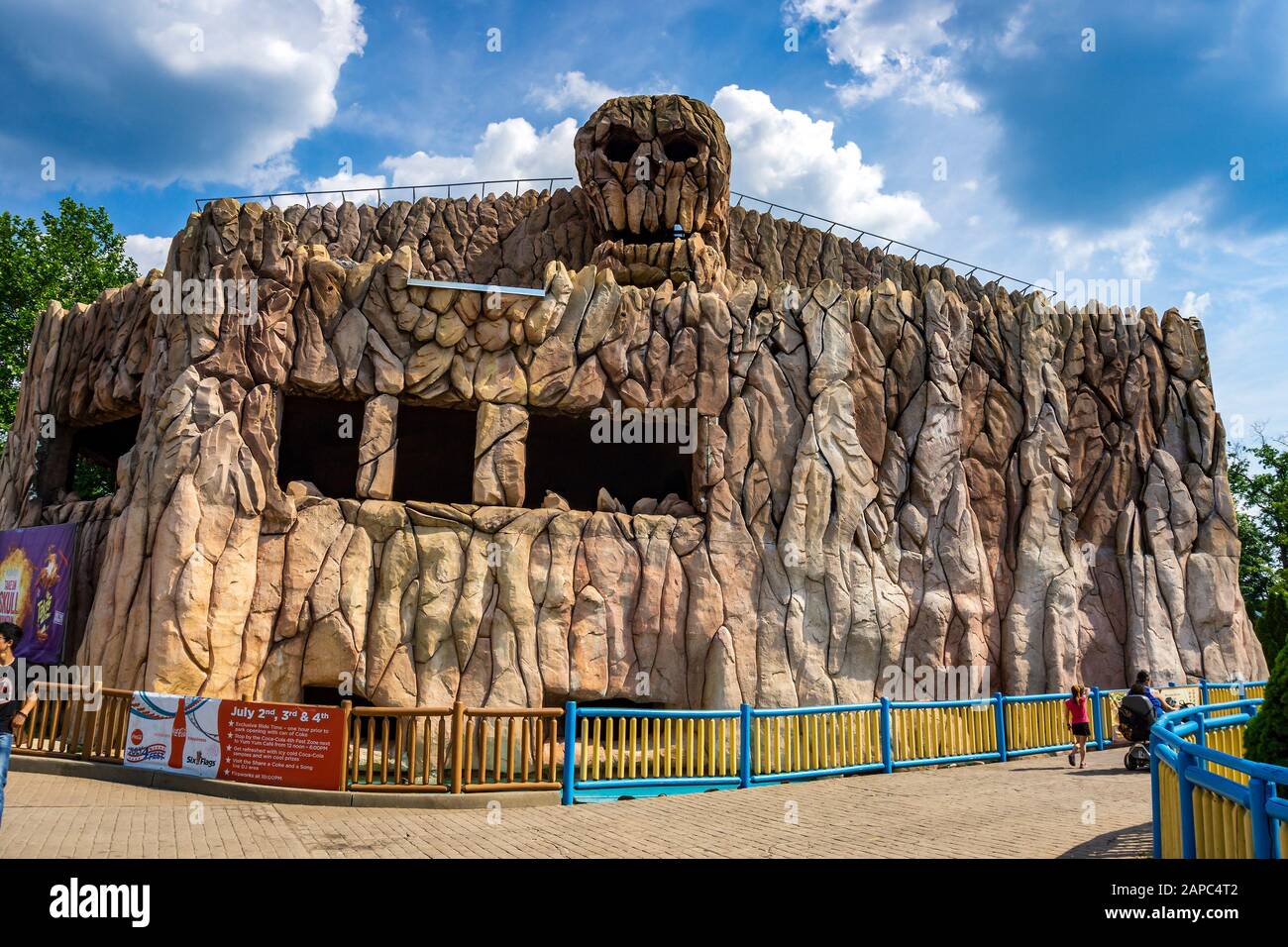 Guests having fun at Six Flags Great Adventure a famous amusement park ...