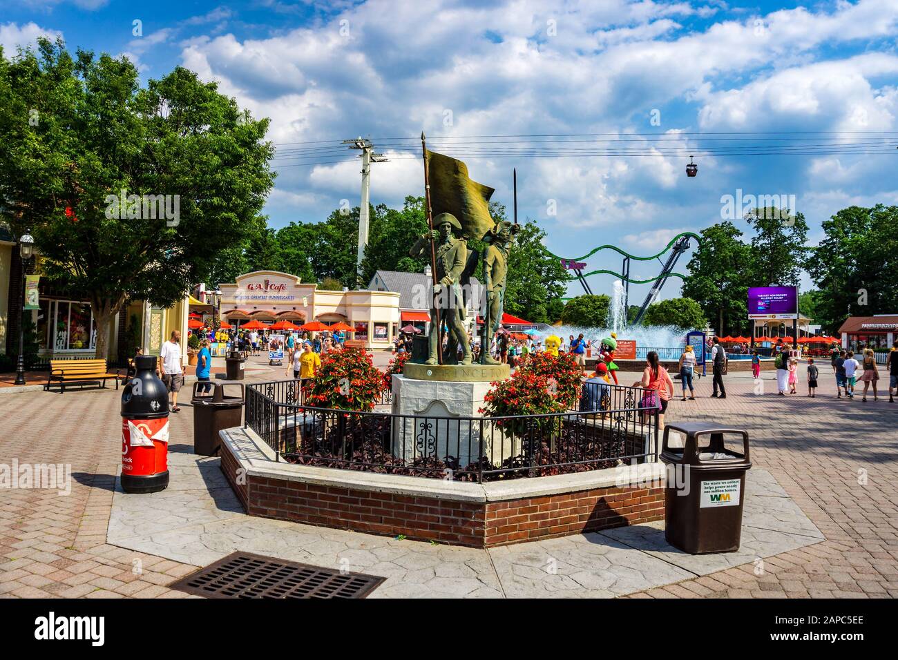 Guests having fun at Six Flags Great Adventure a famous amusement park ...