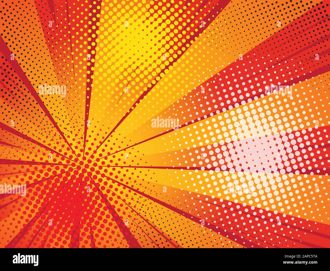Pop art comic halftone background. Vector illustration on red Stock ...