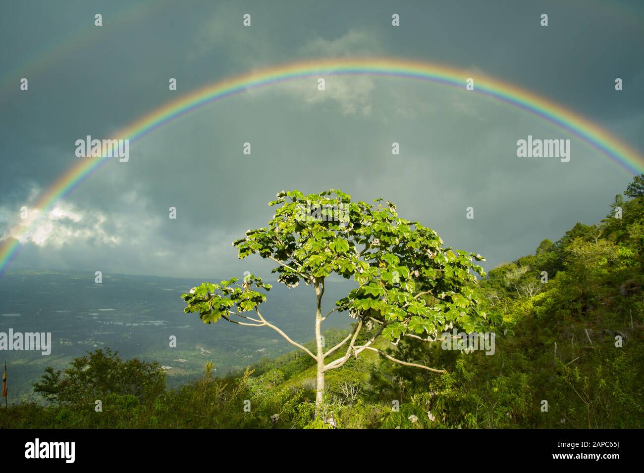 beautiful rainbow after the rain in the town of jarabacoa dominican ...