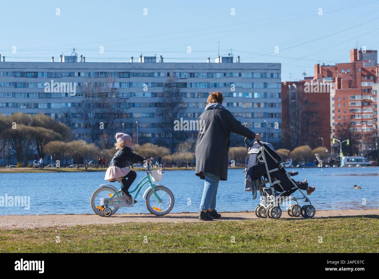 St. Petersburg, Russia June 2019, walk by the lake in the city Stock ...