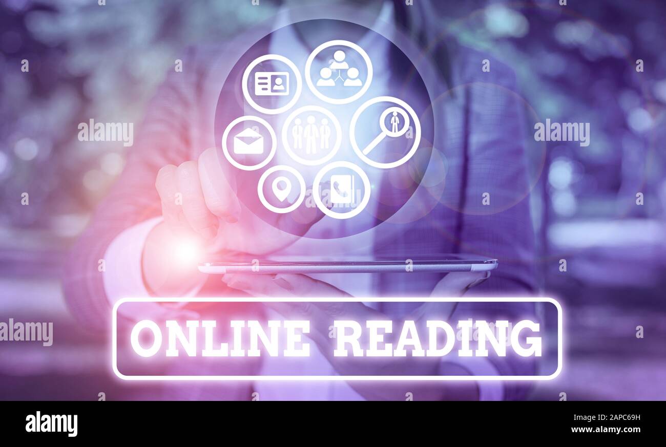 Word writing text Online Reading. Business photo showcasing process of ...