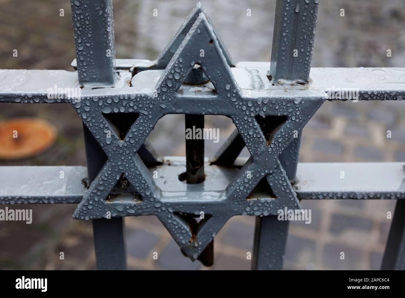gate to synagogue with the star of David as decoration Stock Photo - Alamy