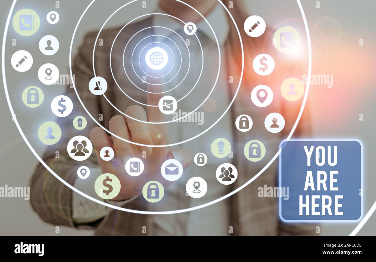 Writing note showing You Are Here. Business concept for This is your ...