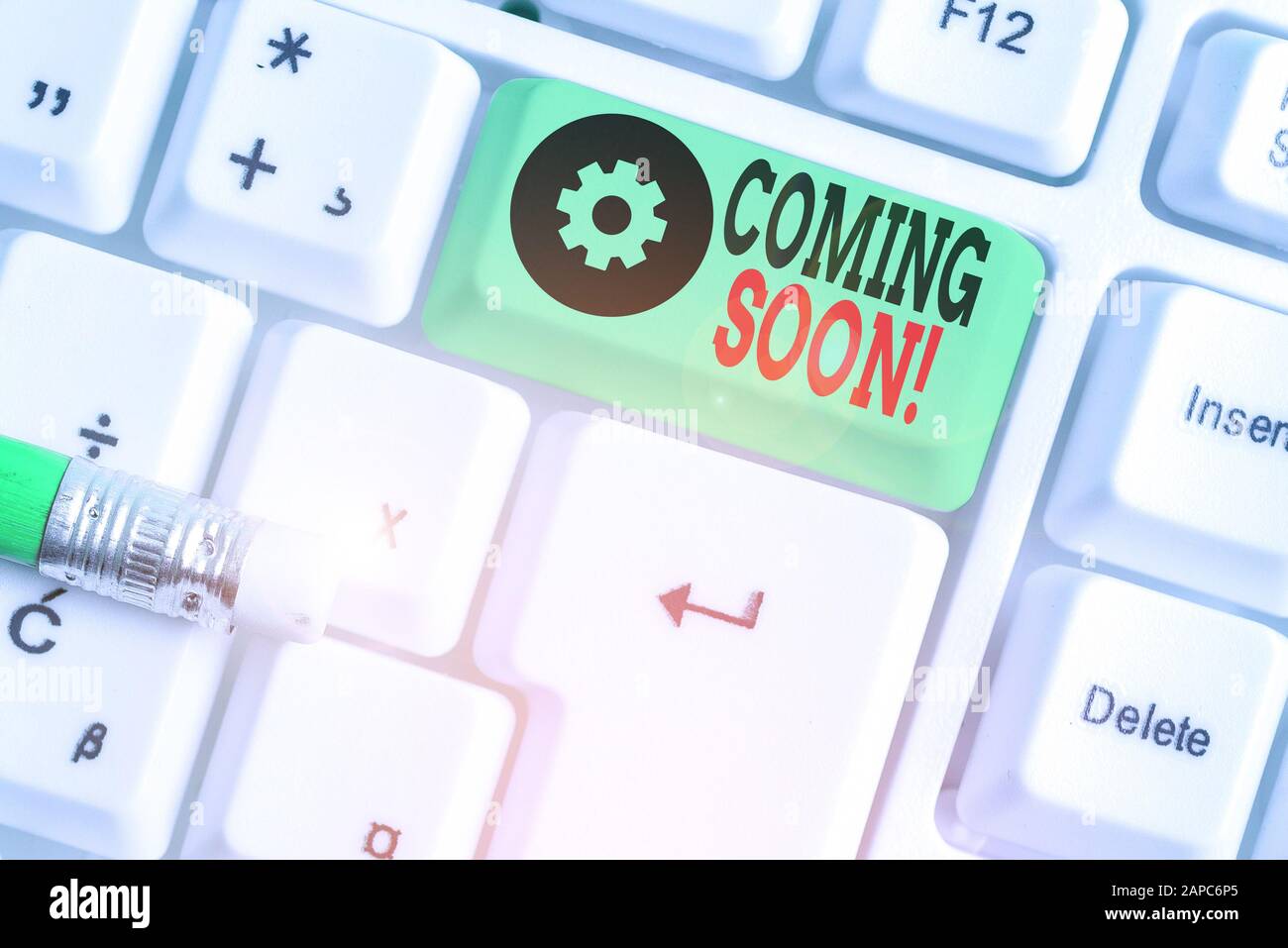 Handwriting text writing Coming Soon. Conceptual photo event or action ...