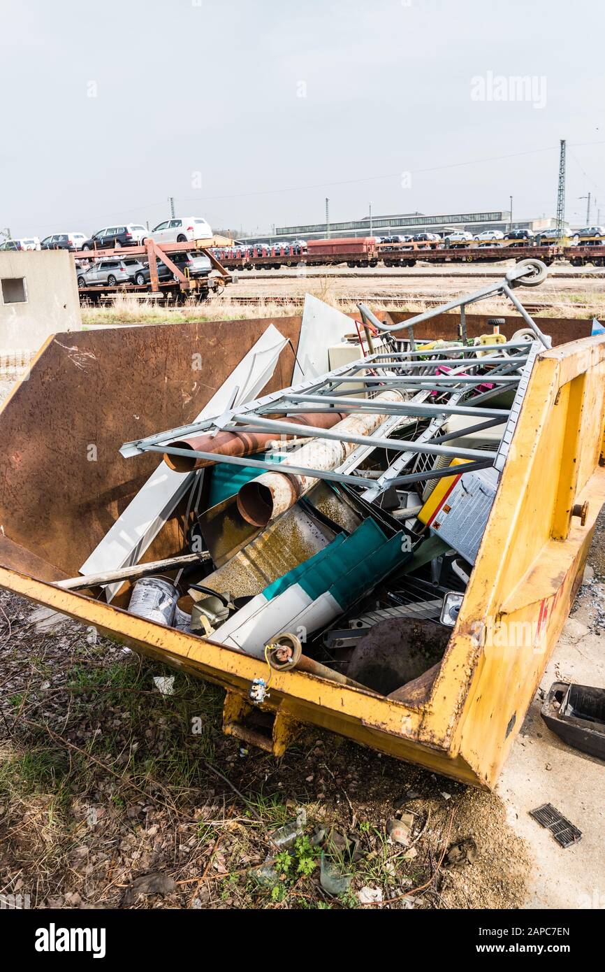 Metal scrap in a waste sorting container Stock Photo - Alamy
