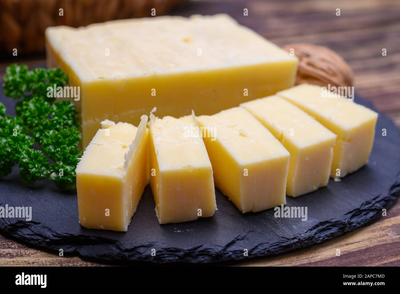 British hard cheeses made from cow milk matured cheddar from Somerset ...