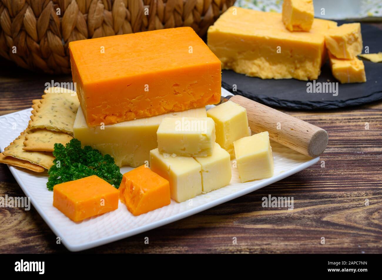 British hard cheeses made from cow milk yellow matured cheddar from ...