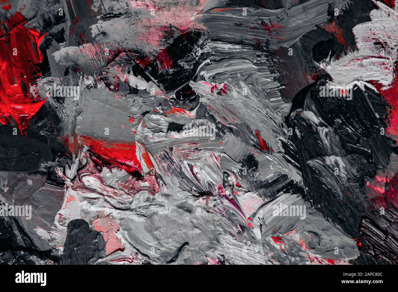 black and white with red contrasting background of oil paints Stock ...