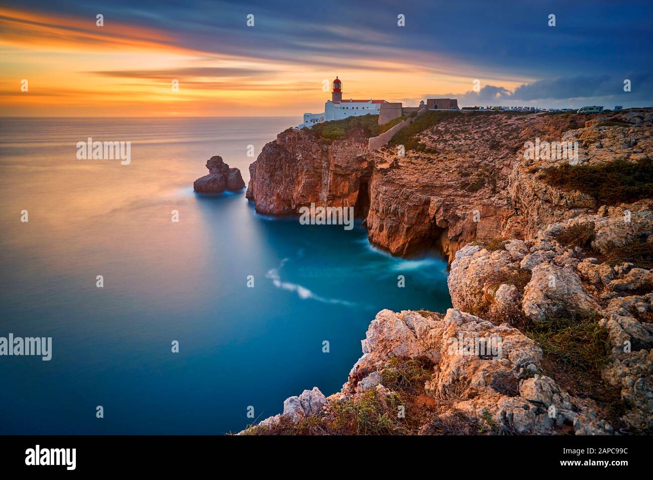 Cabo de Sao Vicente Lighthouse, Sagres, Algarve, Portugal Stock Photo ...