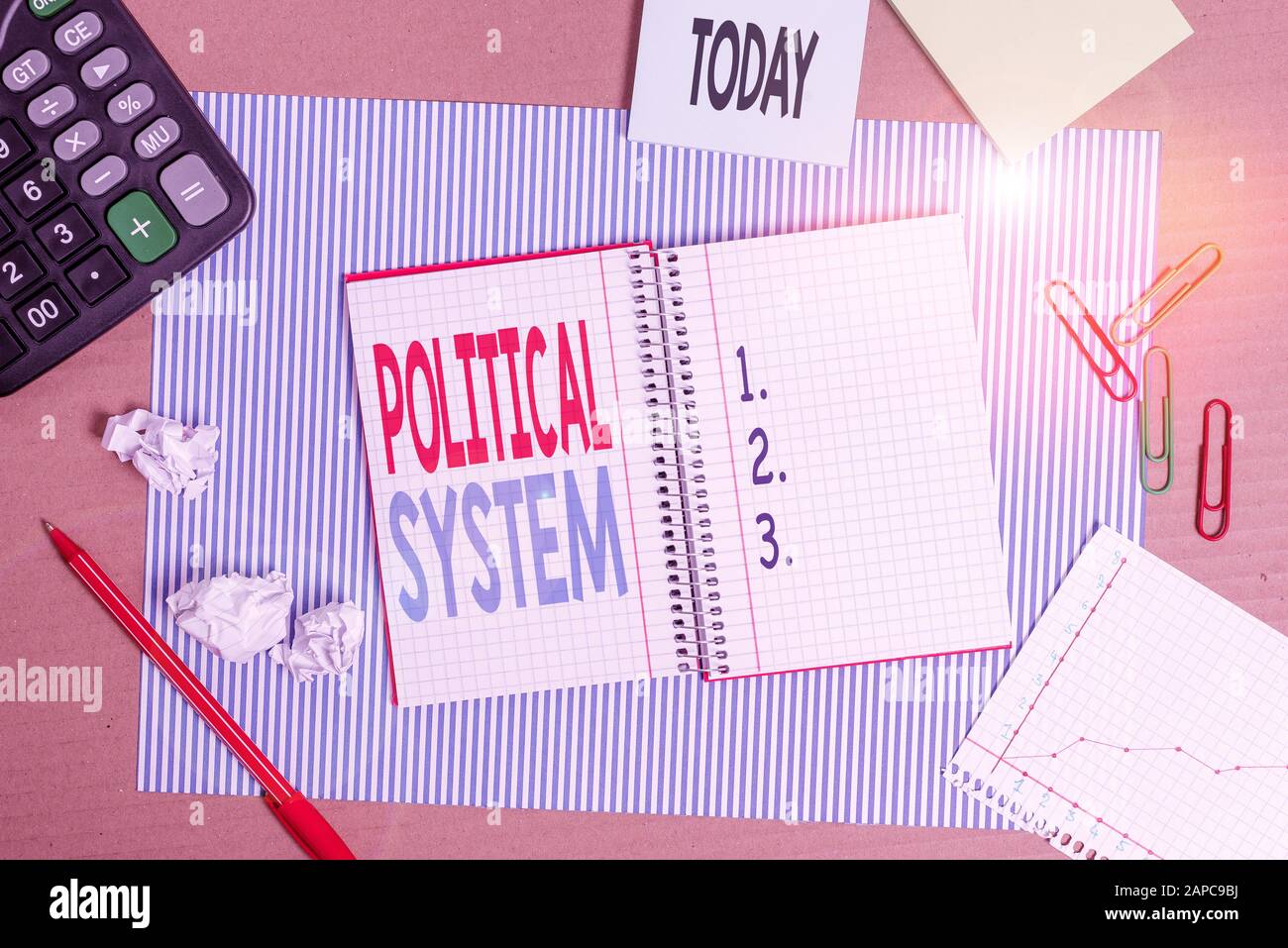 Writing note showing Political System. Business concept for the process ...