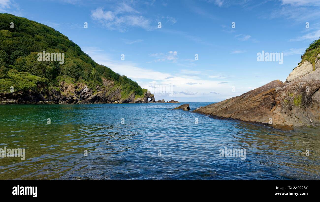 Hele Bay and Rock Arch at Beacon Point near Ilfracombe, North Devon ...