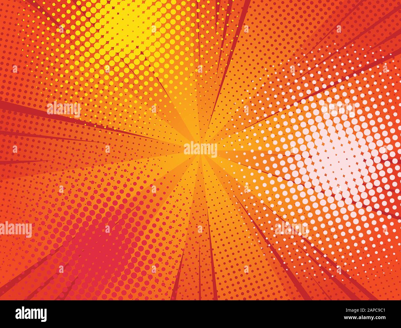 Pop art red background, retro comic halftone dots vector illustration ...