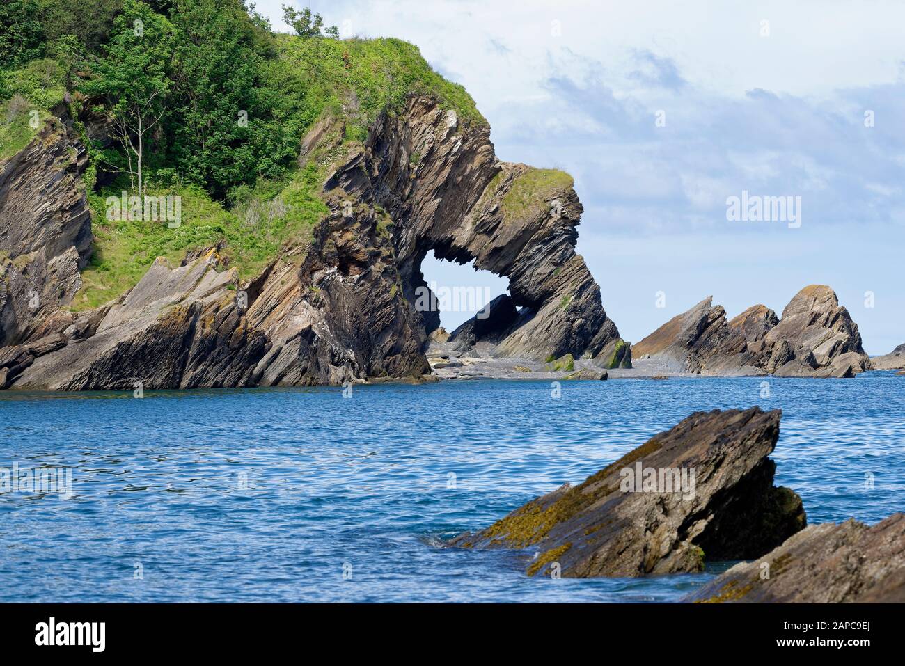 Natural Rock Arch at Beacon Point, Hele Bay near Ilfracombe, North ...