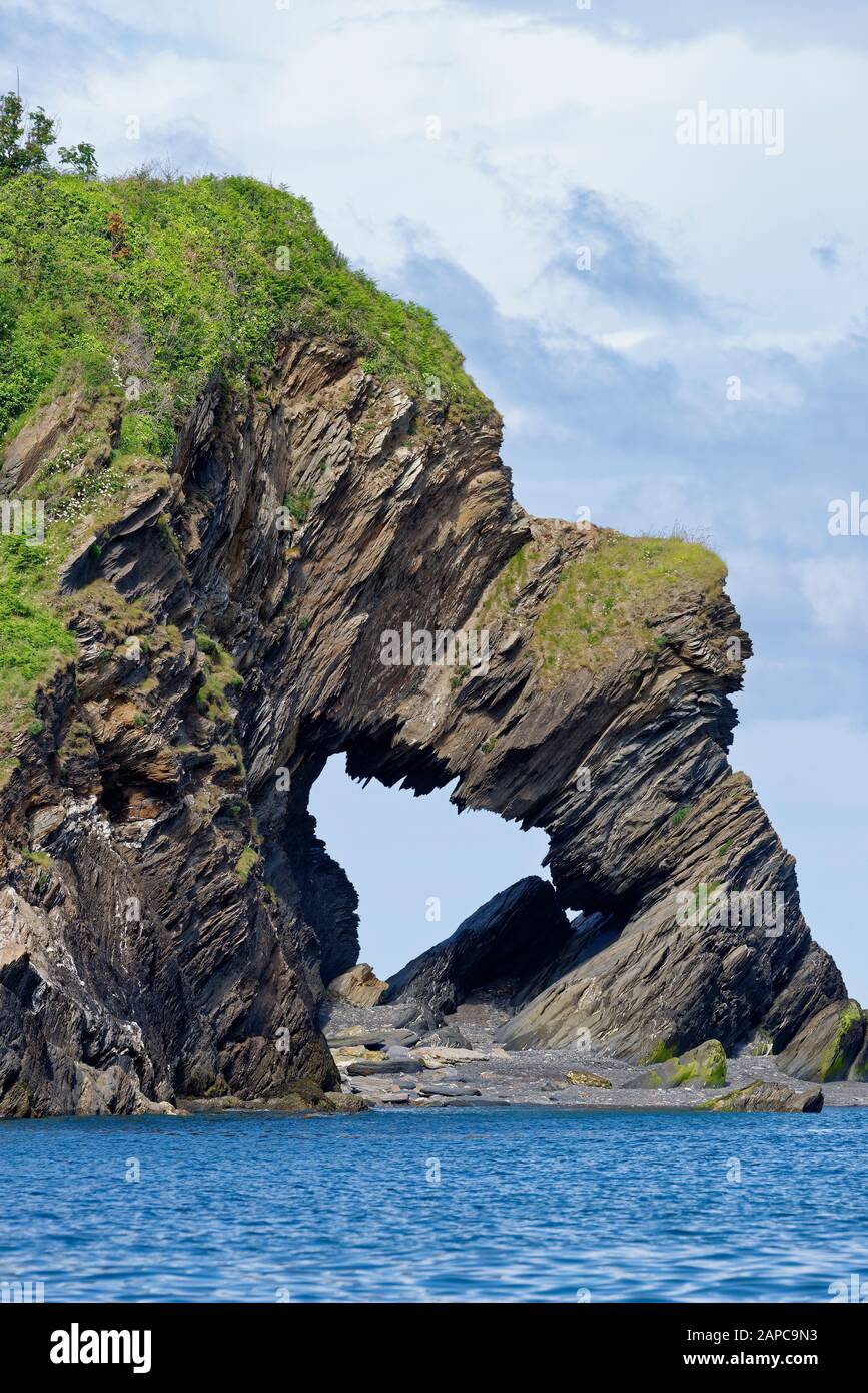 Natural Rock Arch at Beacon Point, Hele Bay near Ilfracombe, North ...