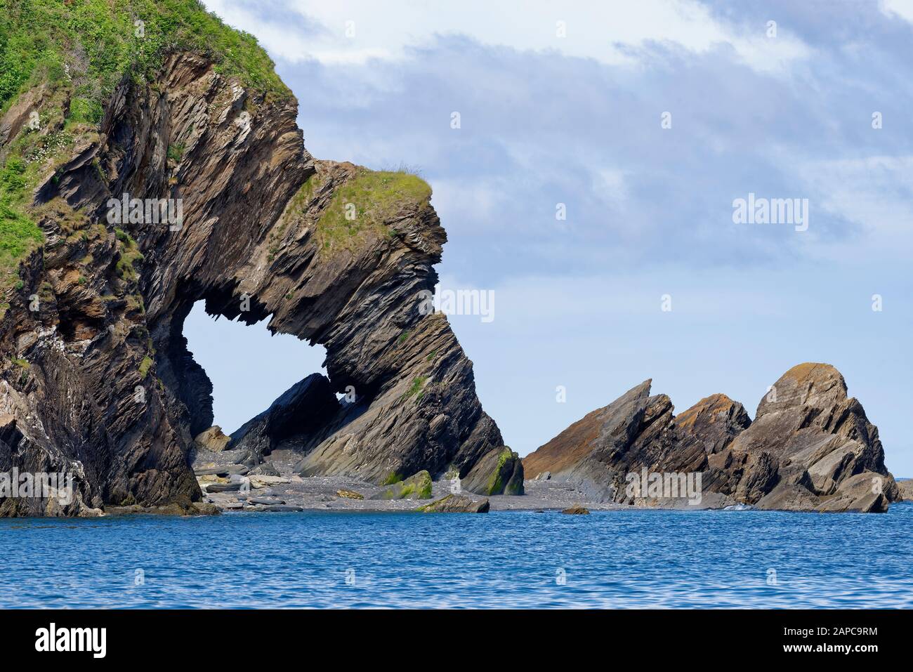 Natural Rock Arch at Beacon Point, Hele Bay near Ilfracombe, North ...