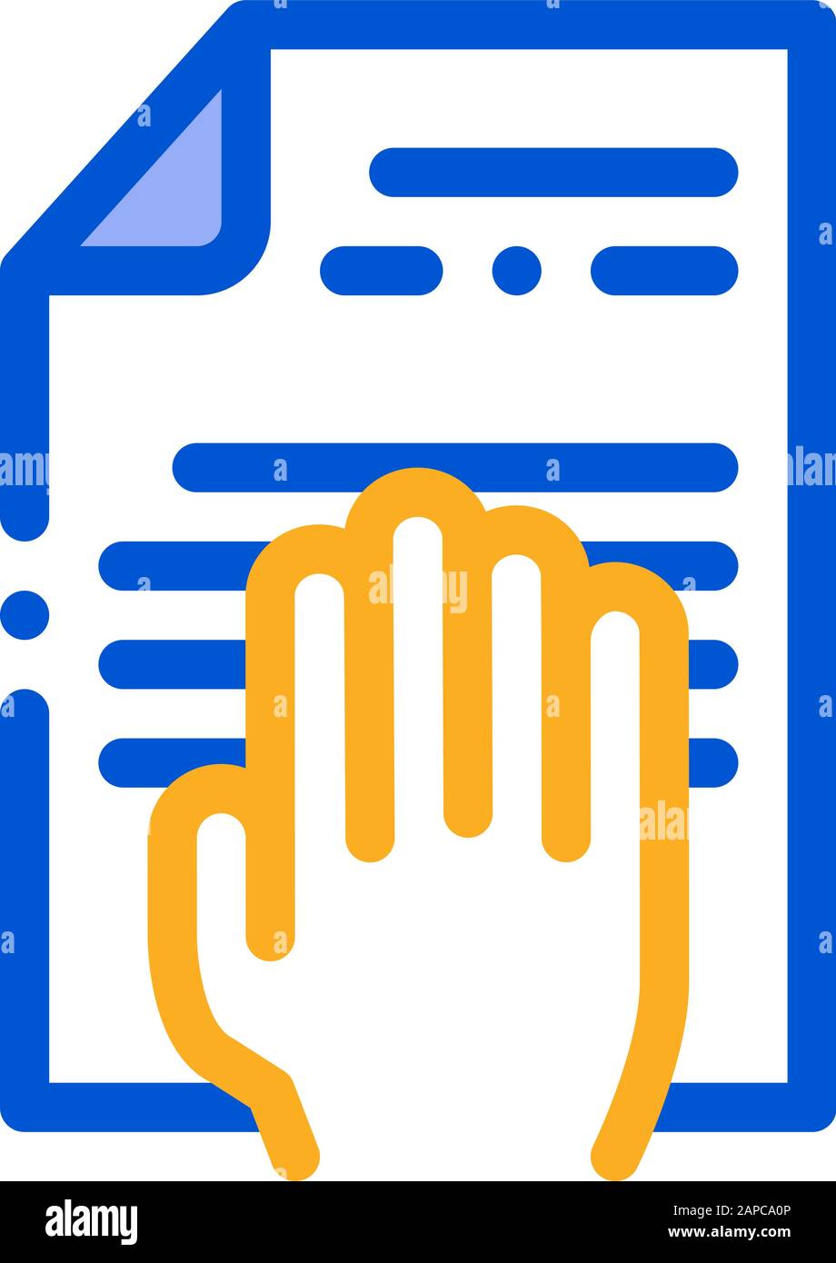 Hand On Document Icon Vector Outline Illustration Stock Vector Image ...